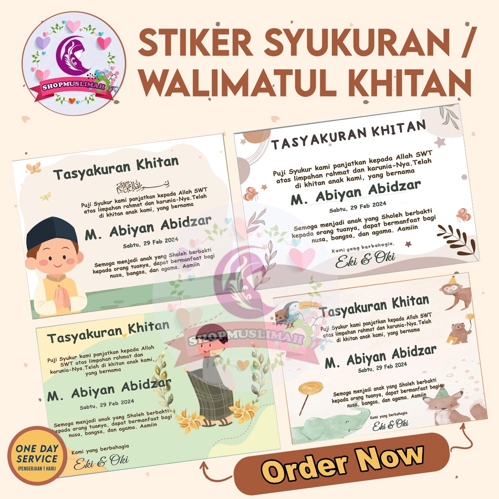 Tasyakuran STICKER KHITAN CARD SUNATAN WALIMATUL KHITAN | Shopee ...