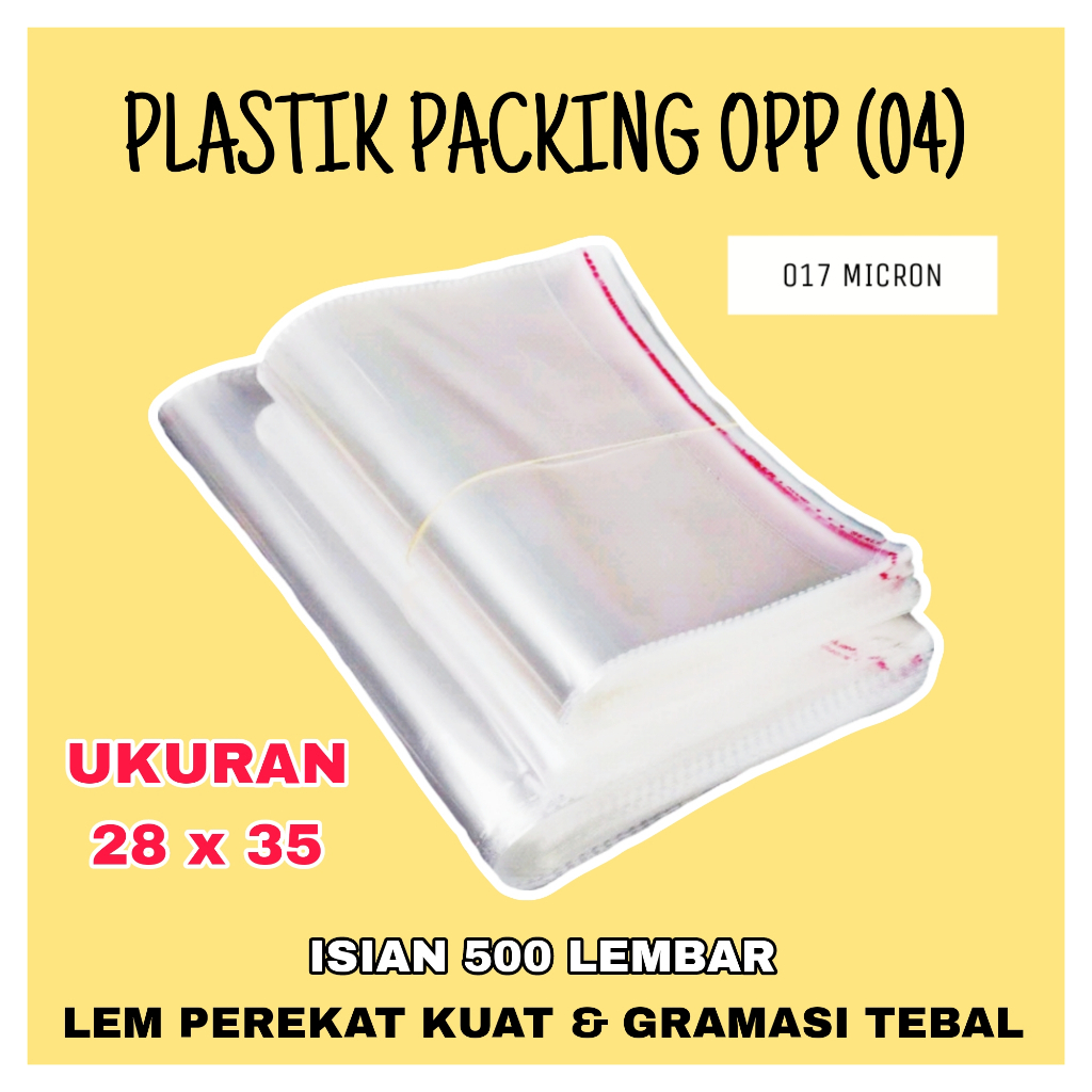 Clear OPP Packing Plastic Size 28x35 Thickness 04 (017 Micron) Per 500 ...