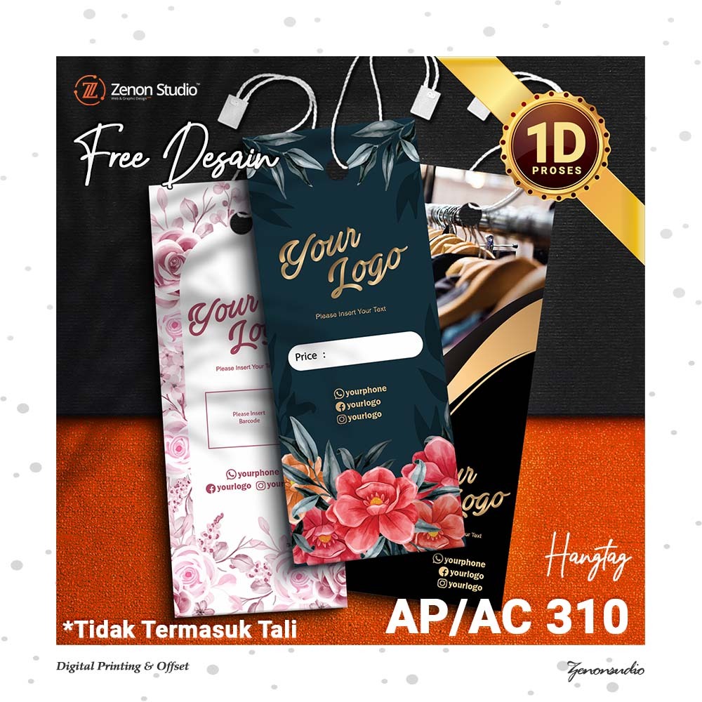 Hang Tag/Hangtag Thick Custom Free Design 310 gsm (large) | Shopee ...
