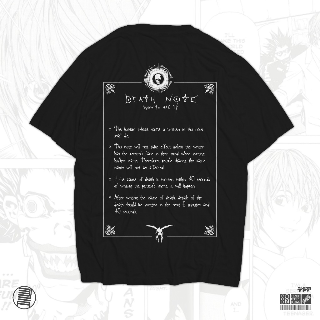 Death Note Rules Light Yagami L Ryuk Anime Manga T-Shirt Japanese Wibu ...