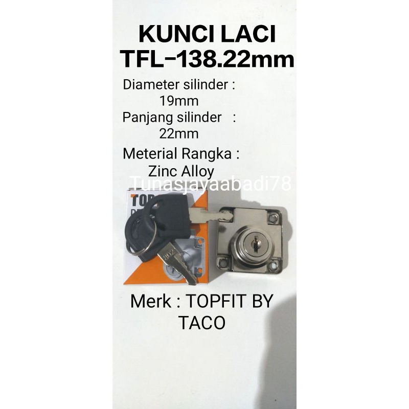 TACO DRAWER LOCK TOPFIT TFL-138. 22mm (1pcs) | Shopee Philippines