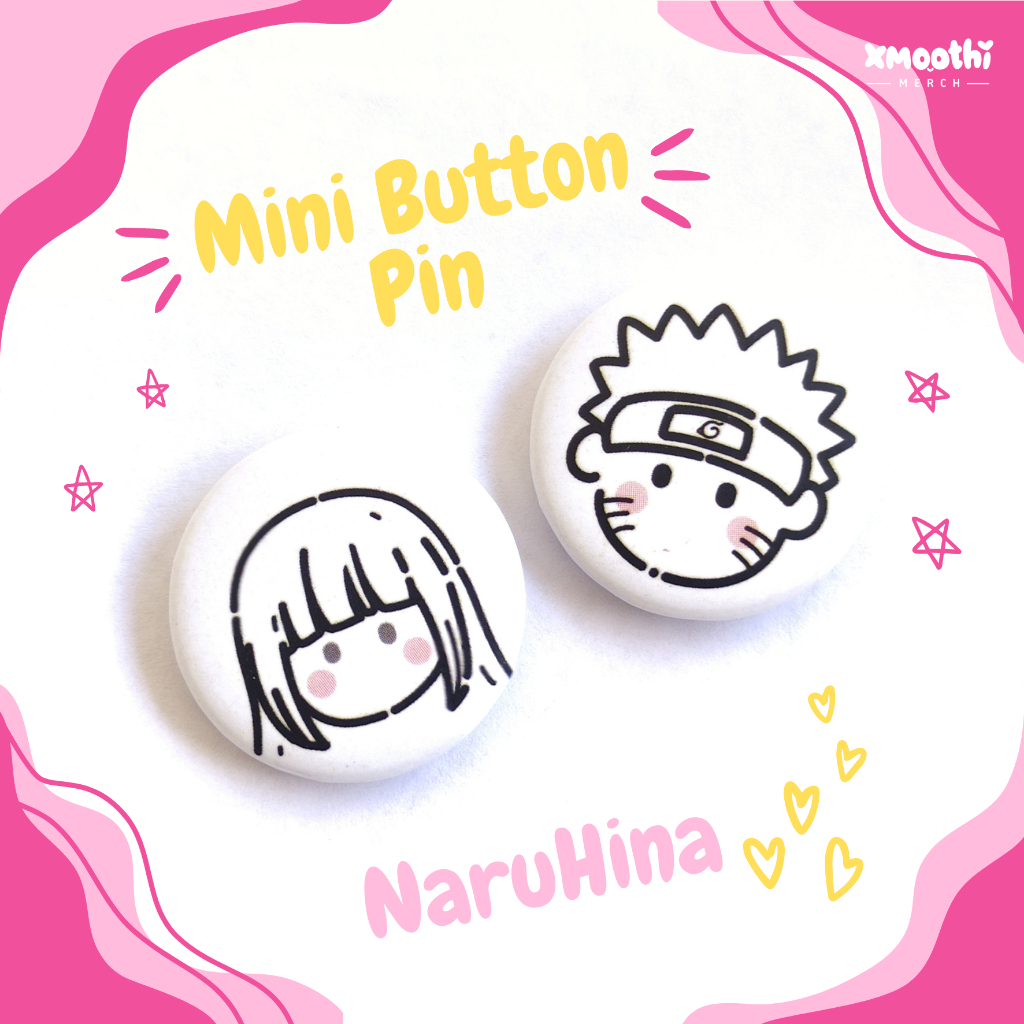 Naruto X HINATA MINI BUTTON PIN - NARUTO SHIPPUDEN - ANIME COUPLE ...
