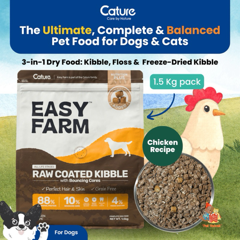 Easy Farm All Life Stages Dry Dog Food - 3-in-1 Raw Coated Kibble ...