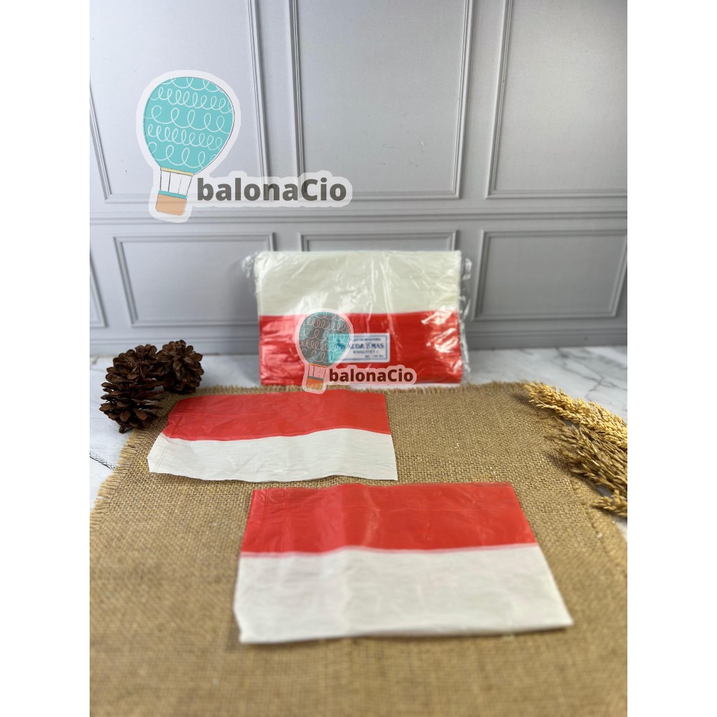 MERAH Kuda Mas Red and White Plastic Flags 1 Pack of 100 | Shopee ...