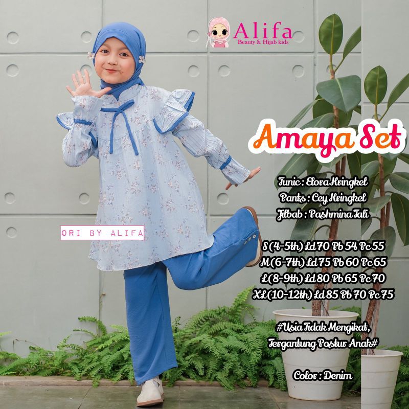 Amaya latest children's suit ori Alifa free hijab | Shopee Philippines