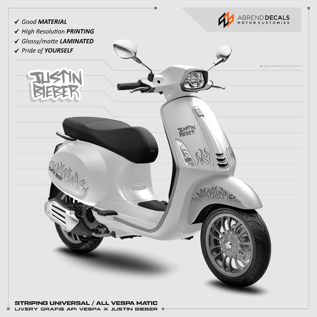 Striping VESPA API JUSTIN BIEBER/Motorcycle Stickers All Types Of VESPA ...