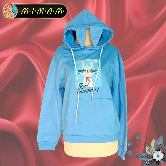 PUTIH PRE-LOVED BLUE WHITE RABBIT MOTIF HOODIE SWEETER | Shopee Philippines