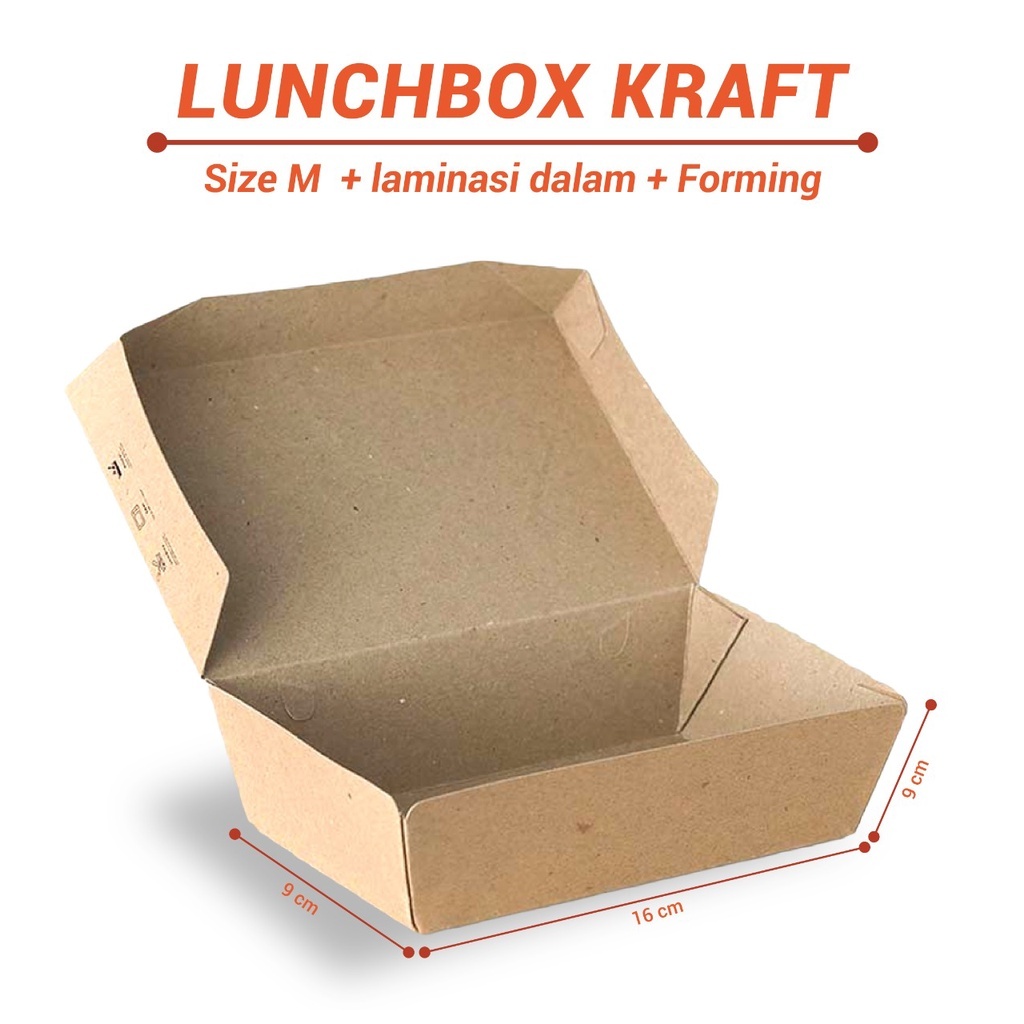 Brown Kraft Lunchbox Forming Directly Use / Laminated Lunch Box Size ...