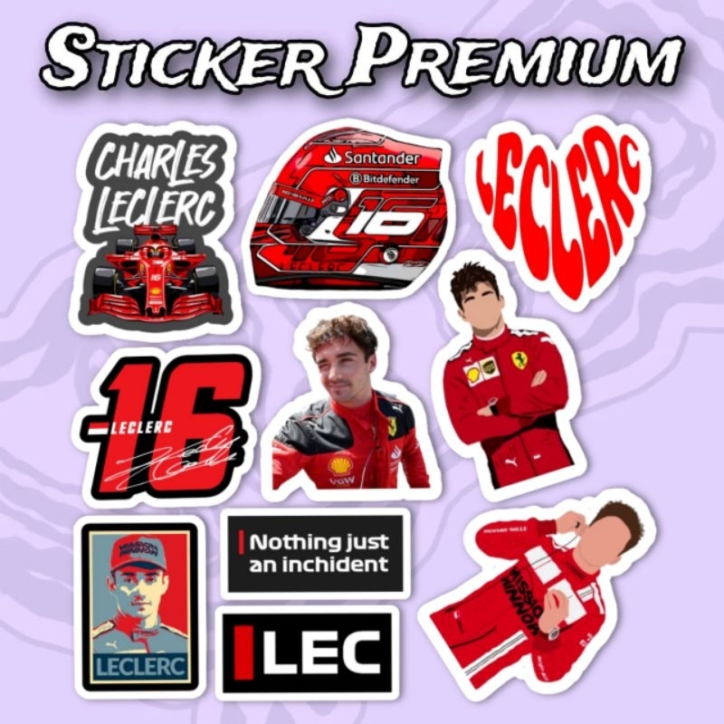 F1 Charles Leclerc Ferrari Pack Sticker contains 10 Pcs waterproof ...