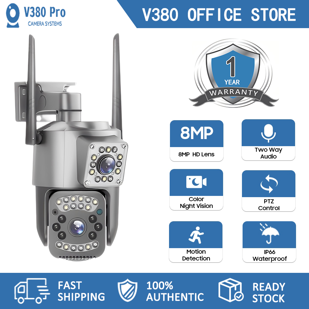 V380 Pro Outdoor CCTV Camera Waterproof Dual Lens 4MP Ultra HD Wireless ...