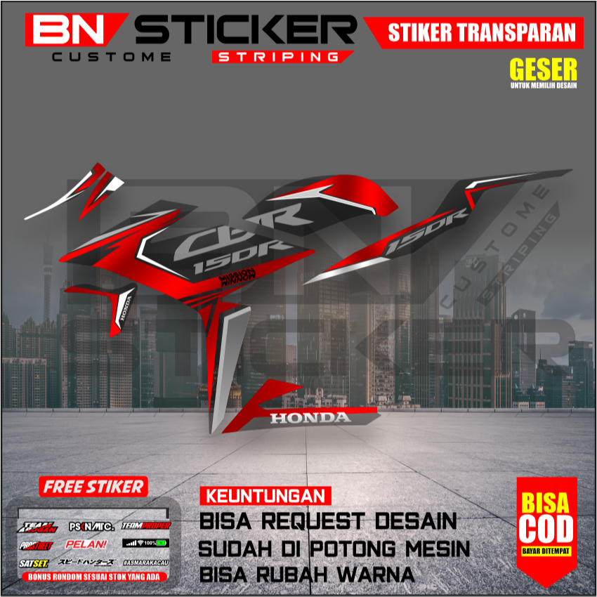 Striping DECAL CBR 150R FACELIFT CUSTOM Transparent STRIPING CBR 150R ...