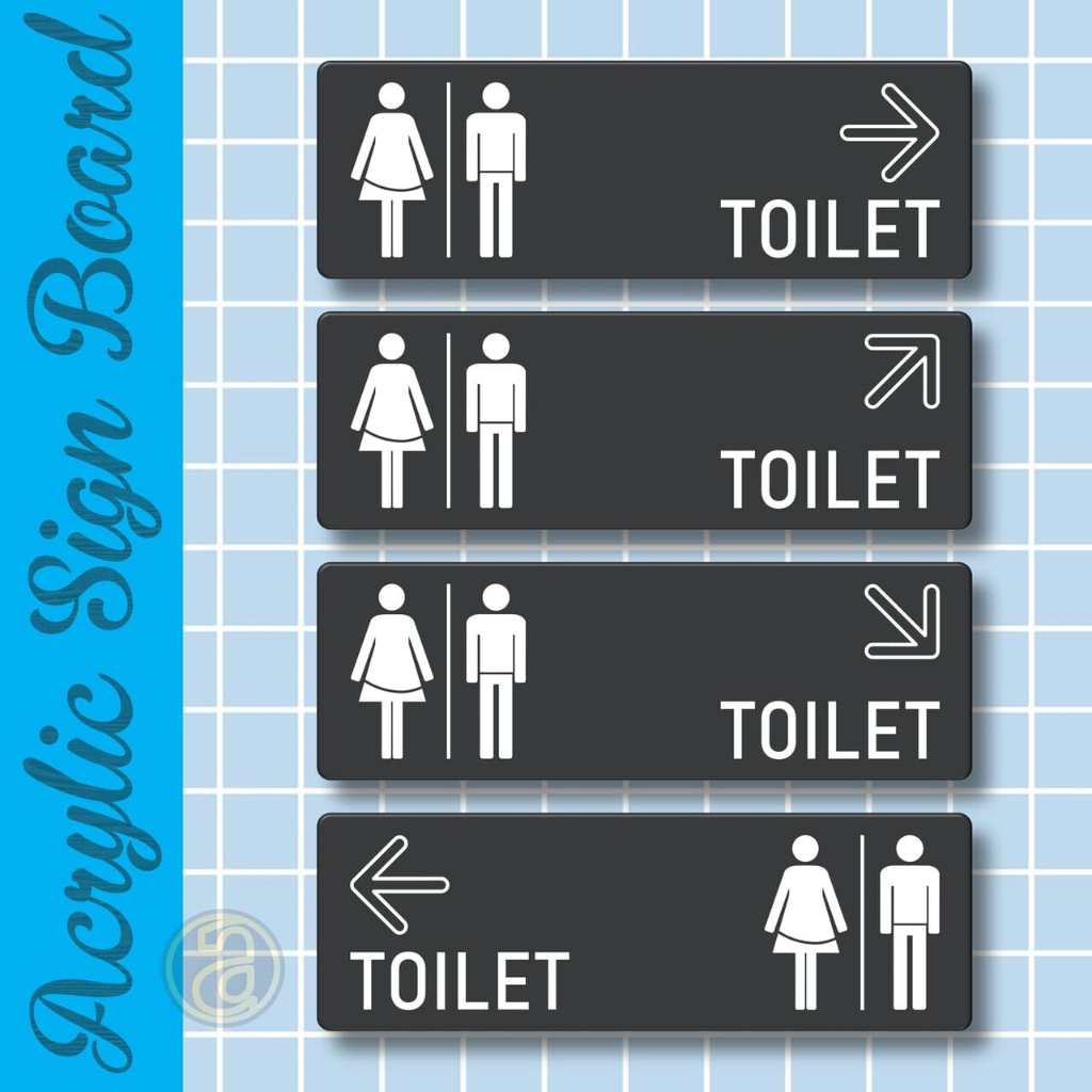 Direction Sign Board Acrylic Sign Writing Toilet Sign Aesthetic ...