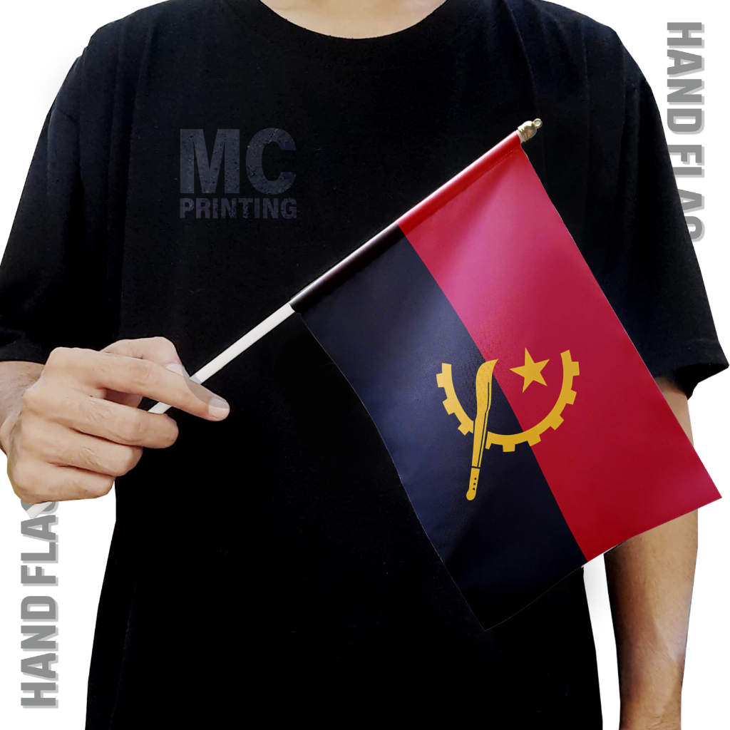 Angola State Hand Flag - Small Mini Parade Stick Flag Taslan Material ...