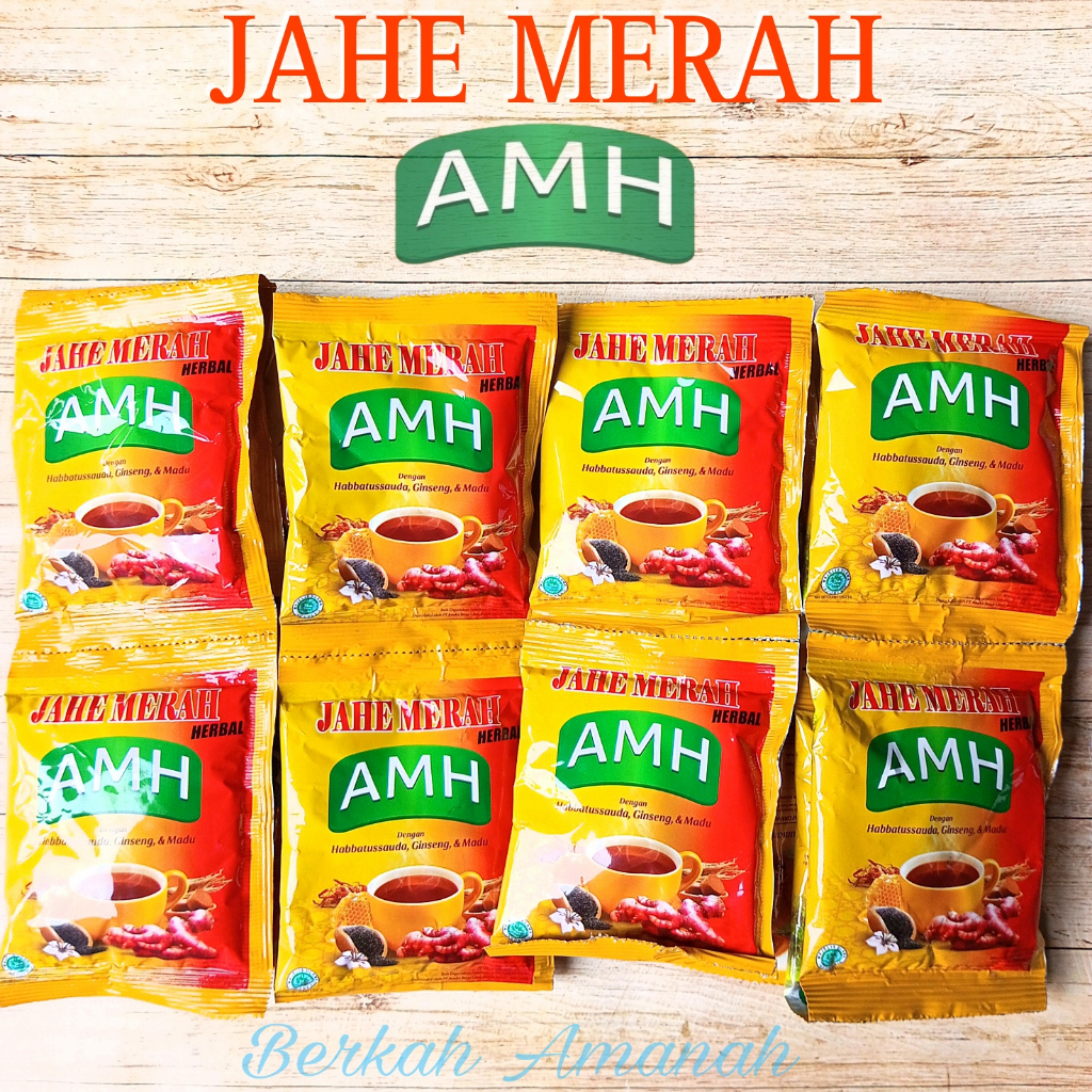 MERAH Amh RED GINGER 1 Plan contains 10pcs x 20gram Herbal Drink with Habbatussauda, Gingseng ...