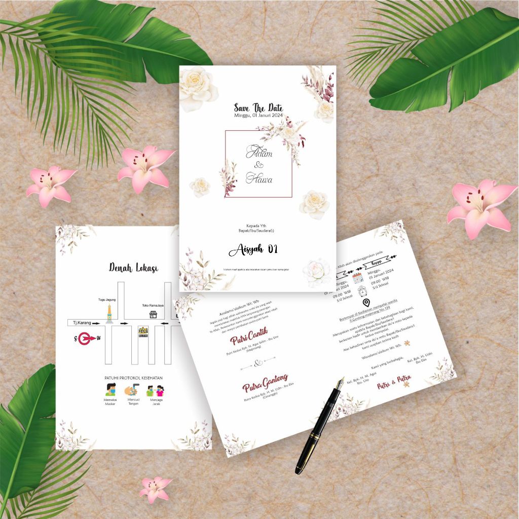 Aisyah Series 1st Pasuruan Brief Card Wedding Invitation | Shopee ...