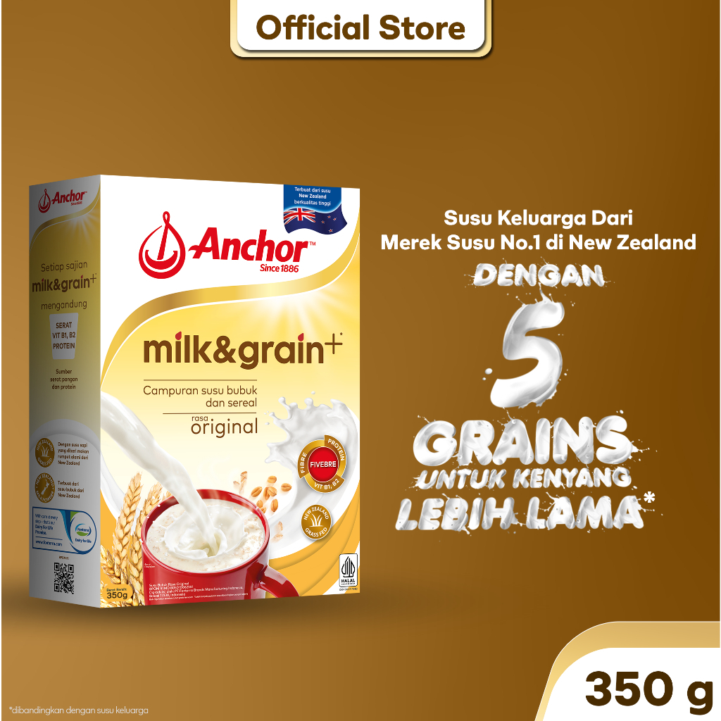 Anchor MILK & GRAIN MILK POWDER PLUS CEREAL 350 GRAMS HIGH PROTEIN | Shopee Philippines