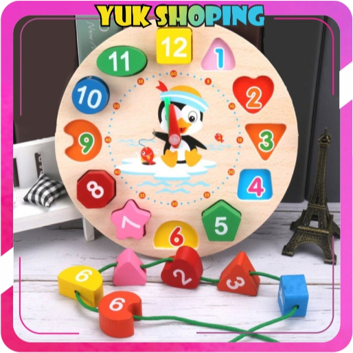 YUKSHOPING Penguin Beaded Clock educational toy Penguin Clock and ...