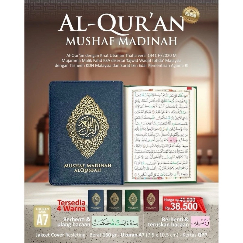 Mushaf Al quran Madinah Tajwid Alqosbah Size A7 Small Pocket | Shopee ...