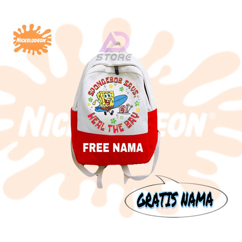 Backpack Carrying PAUD,Tk, And SD Children. Spongebob & GARY Cartoon ...