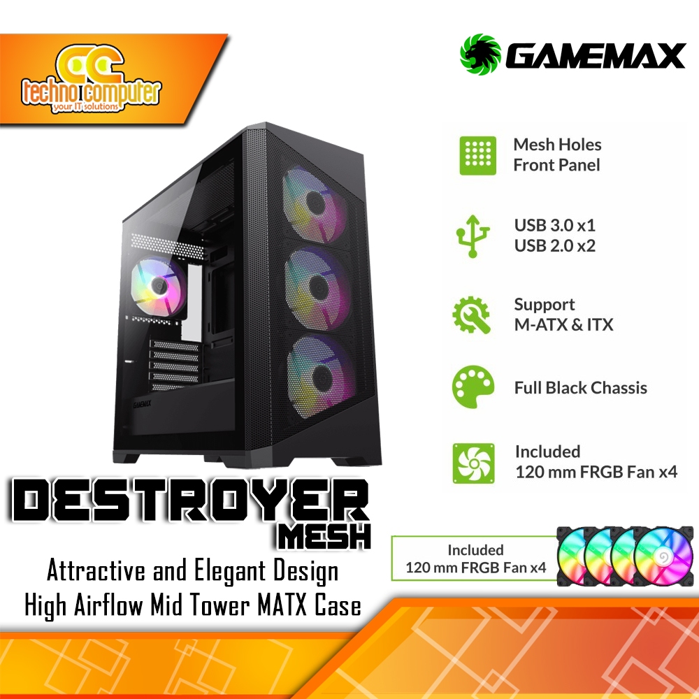 DESTROYER Mesh GAMEMAX CASING - Mid Tower MAKX Case Mesh (Free 4x RGB ...