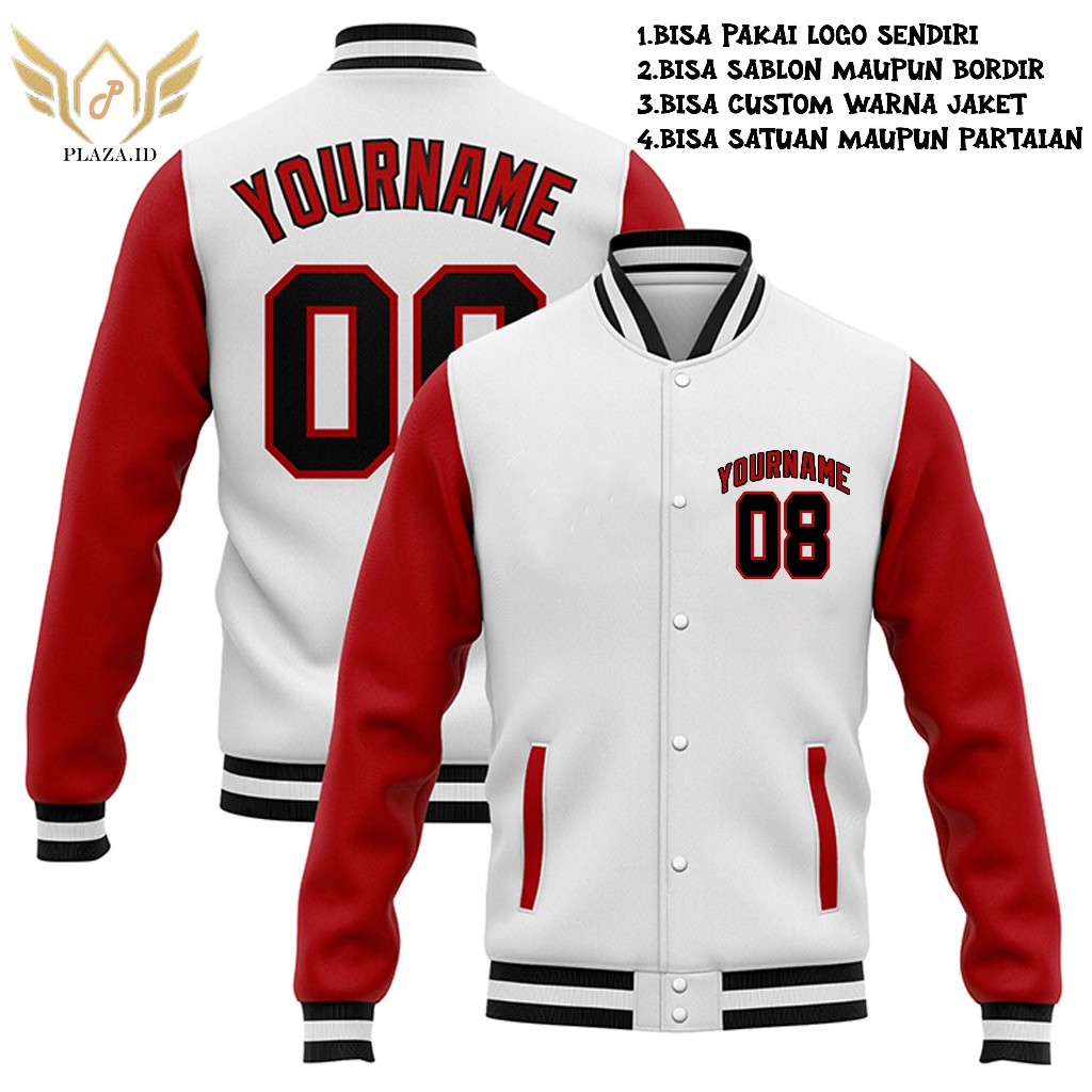 MERAH CUSTOM VARSITY BOMBER JACKET FRONT BACK. CUSTOM VARSITY JACKET S ...