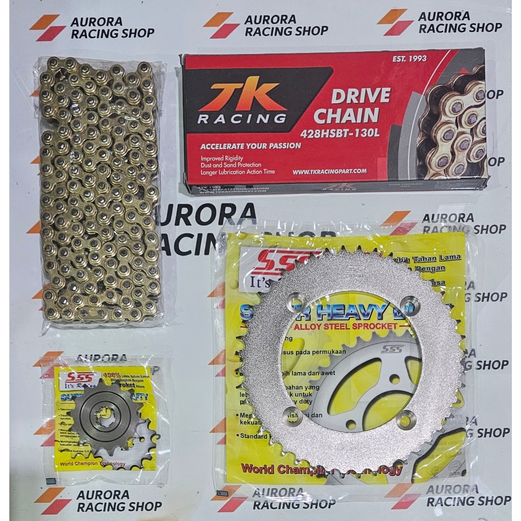 Gear SET SSS SUPER MOTO KLX 150/D TRACKER 150 & Chain TK 428 HSBT GOLD ...