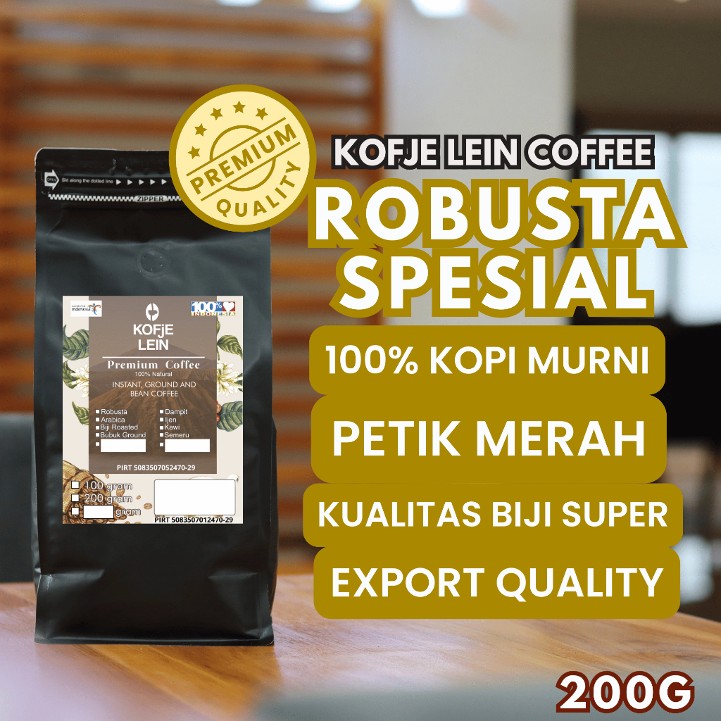 Original Pure Robusta Powder Coffee From Premium Green Bean Seeds 200gr ...