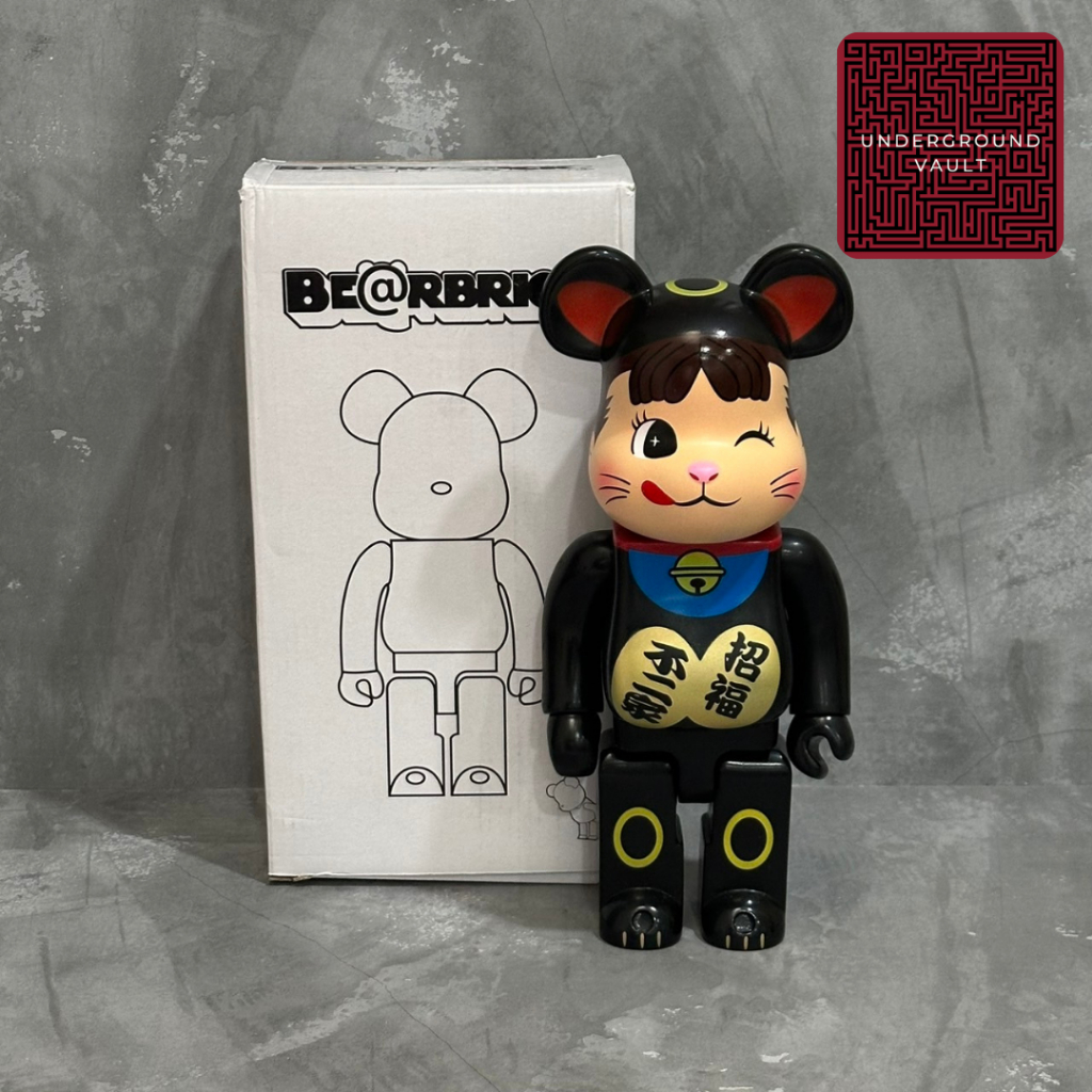 Bearbrick BE@RBRICK Bear Brick Maneki Neko Peko-Chan Peko Chan Black ...