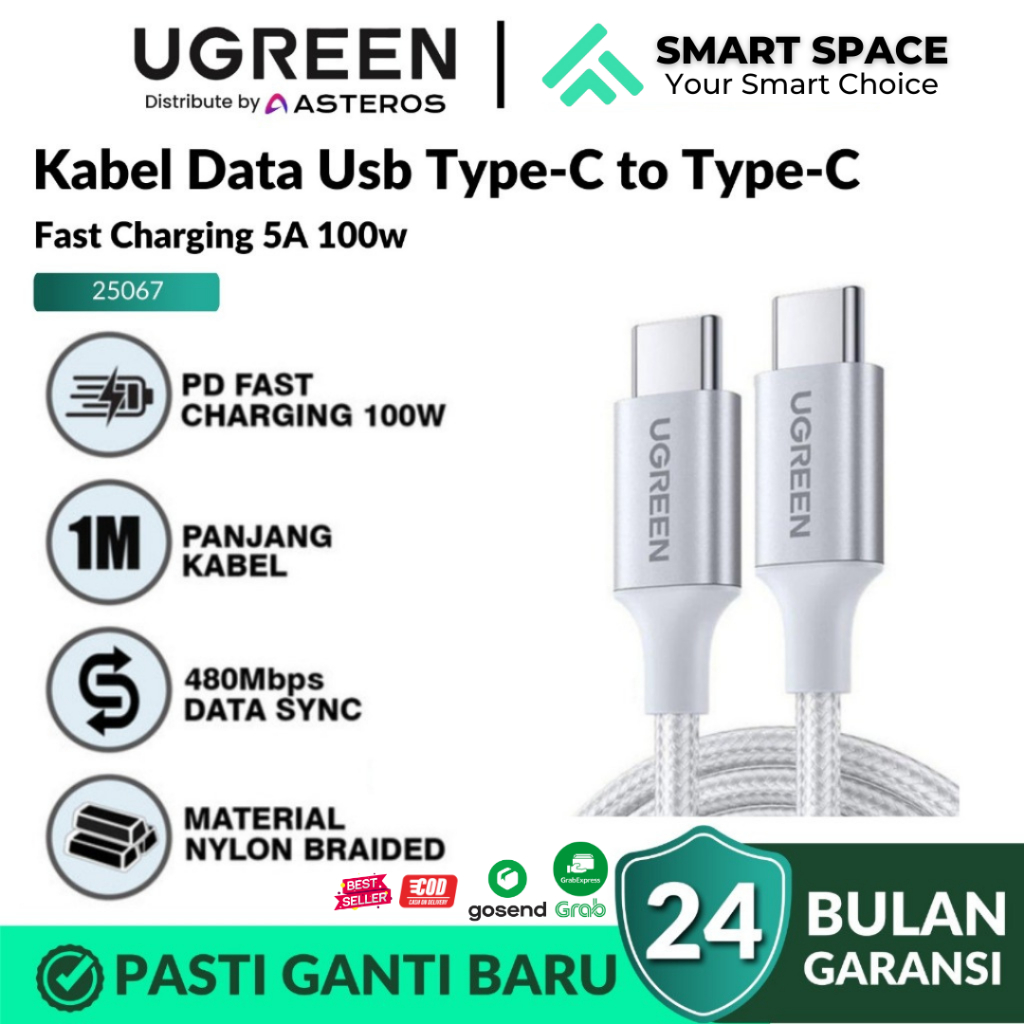 [SPCE] Ugreen Data Cable USB Type C To Type C PD FAST Charging 3A 5A ...