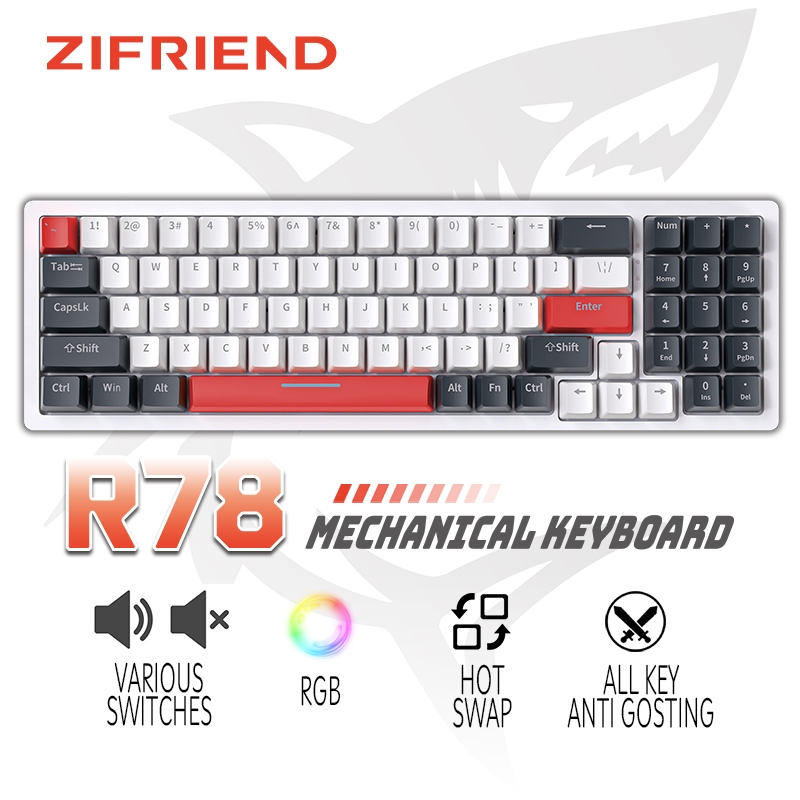 ZIFRIEND R78 78 Keys Ergonomic Design Mechanical Gaming Keyboard ...