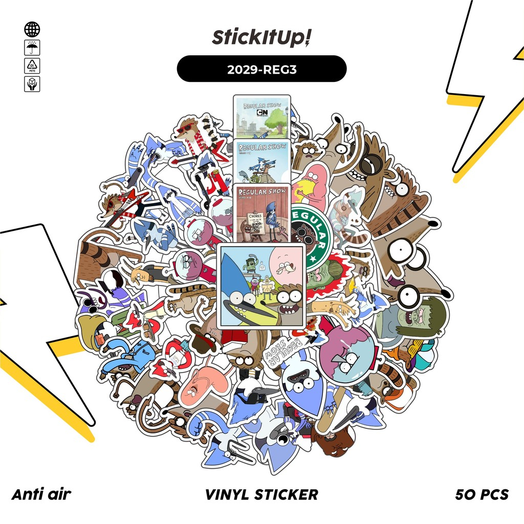50 Pcs Sticker Pack CARTOON SERIES REGULAR SHOW 03 Cute Aesthetic Vinyl ...