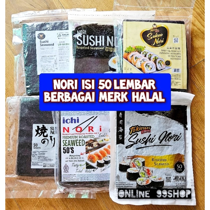 Sushi nori java 50 sheets nori sakao tokinori 50 sheets halal seaweed ...