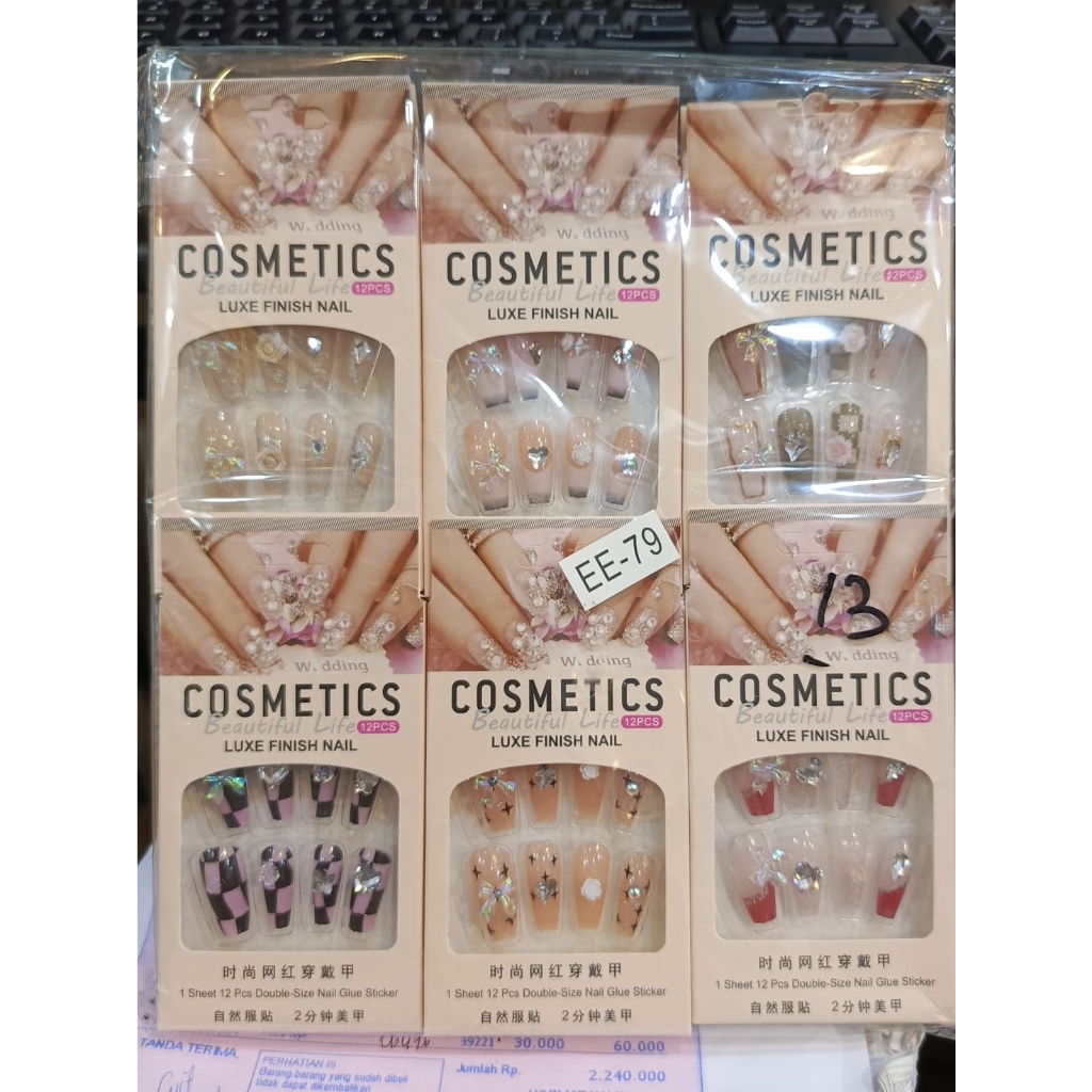 Cosmetics false nails lu cing model + double tape glue | Shopee Philippines