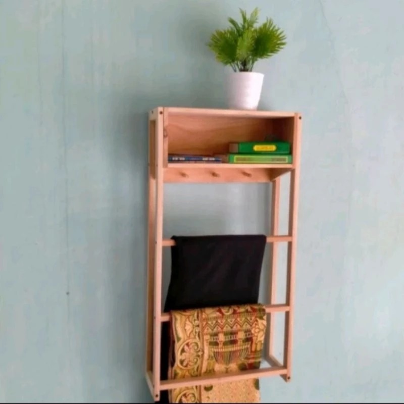 Mukena hijab clothes rack Book rack Wall rack multi-purpose hanging ...