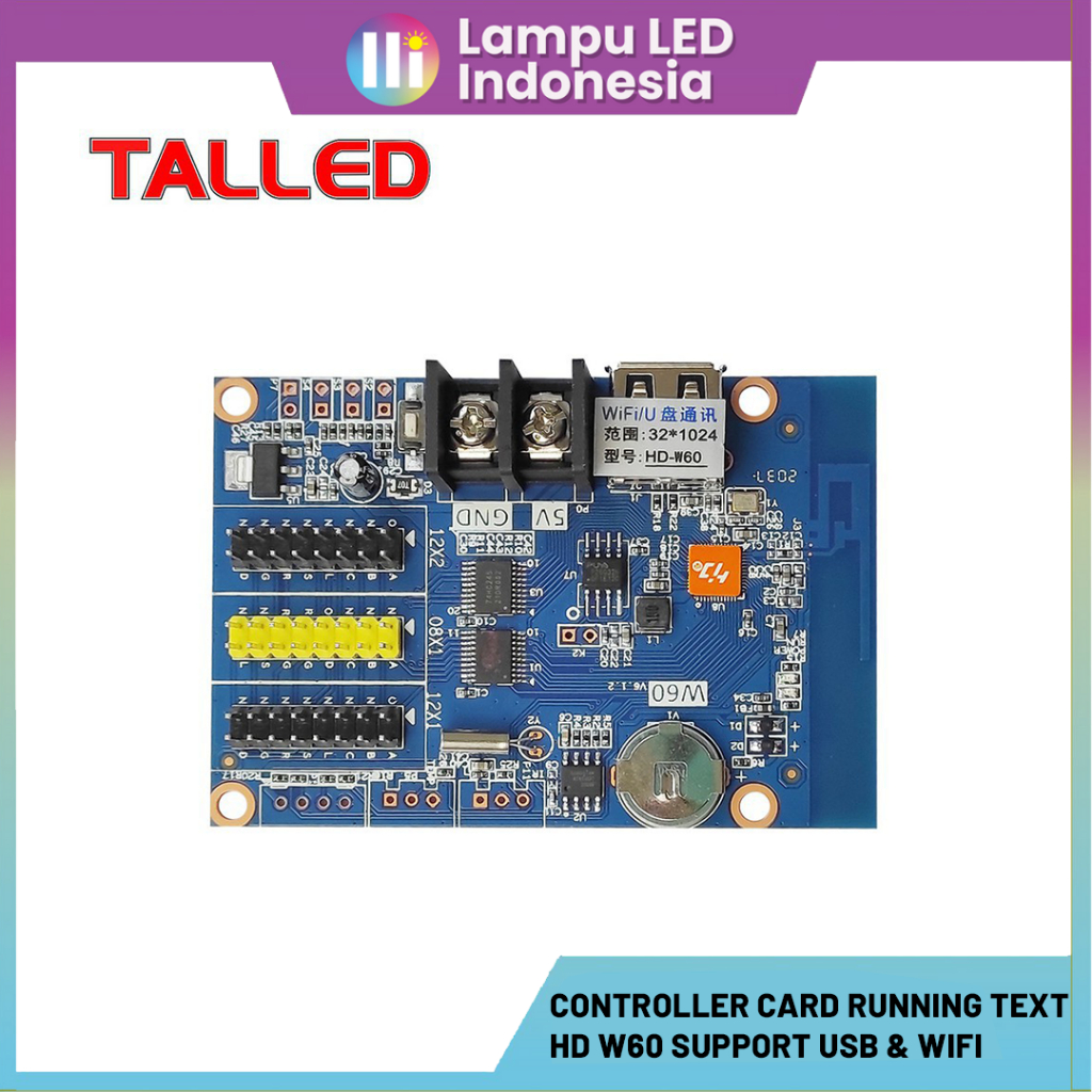 Running Text HD W60 card Controller supports USB & Wifi | Shopee ...