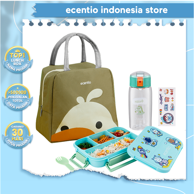 Ecentio 3 Grid Lunch Box Set 1000ml/ Anti-Spill Lunch Box Free Soup ...