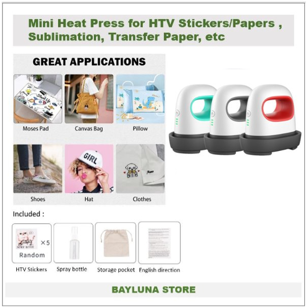 Mini Heat Press Iron on Heat Home Mini Screen Printing Tool for HTV ...