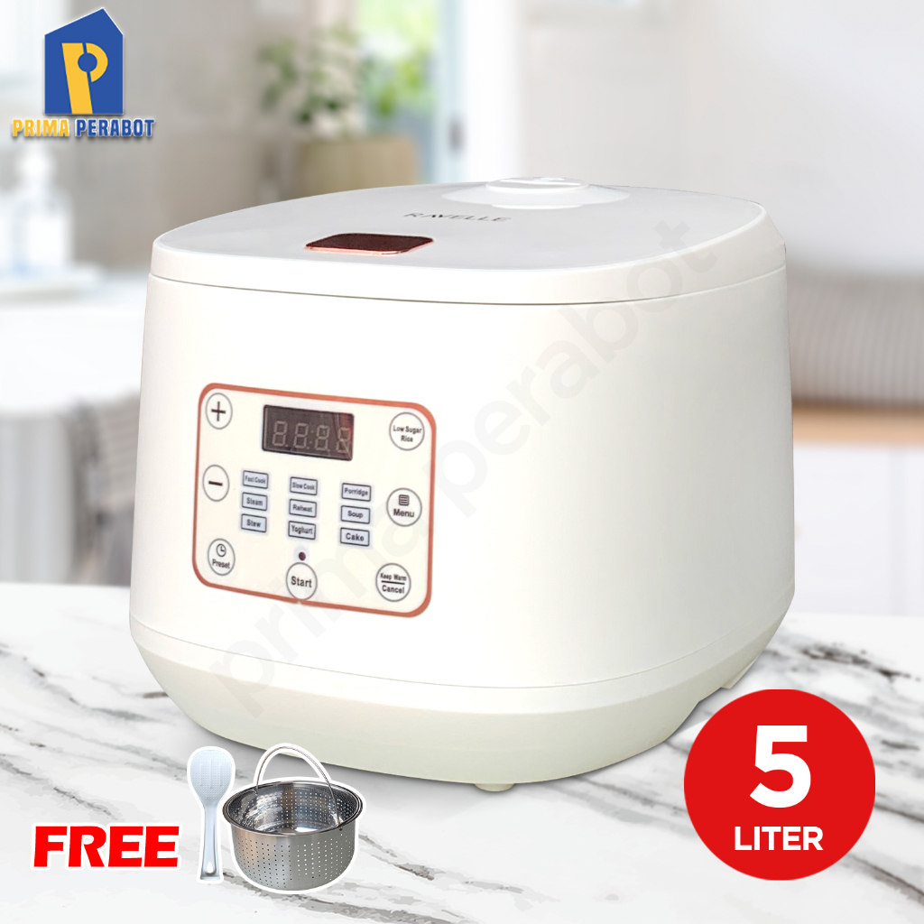 New! Ravelle Digital Rice Cooker 5L Ceramic Low Calorie Rice Cooker ...