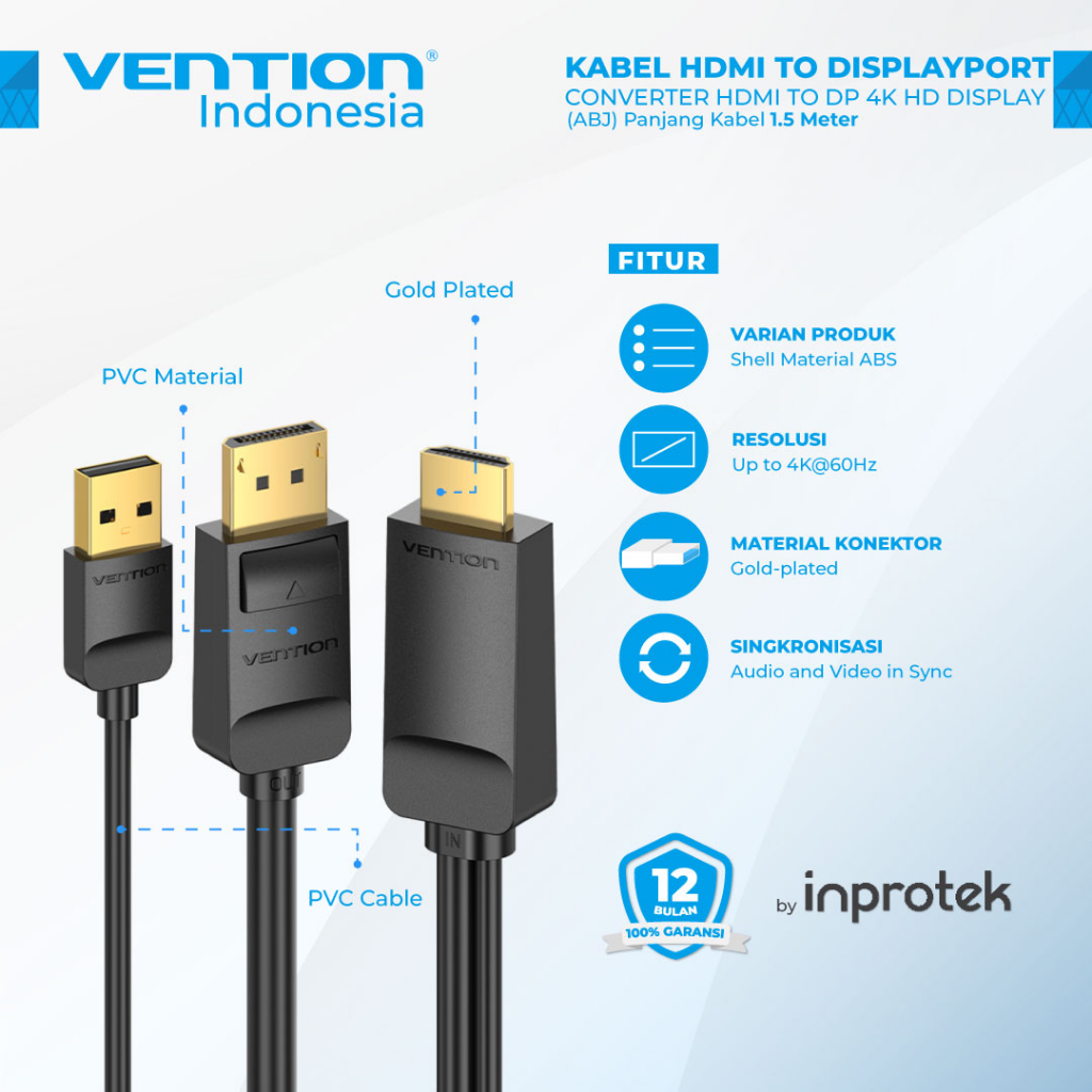 Vention Cable HDMI to DisplayPort Converter HDMI to DP 4K HD Display ...