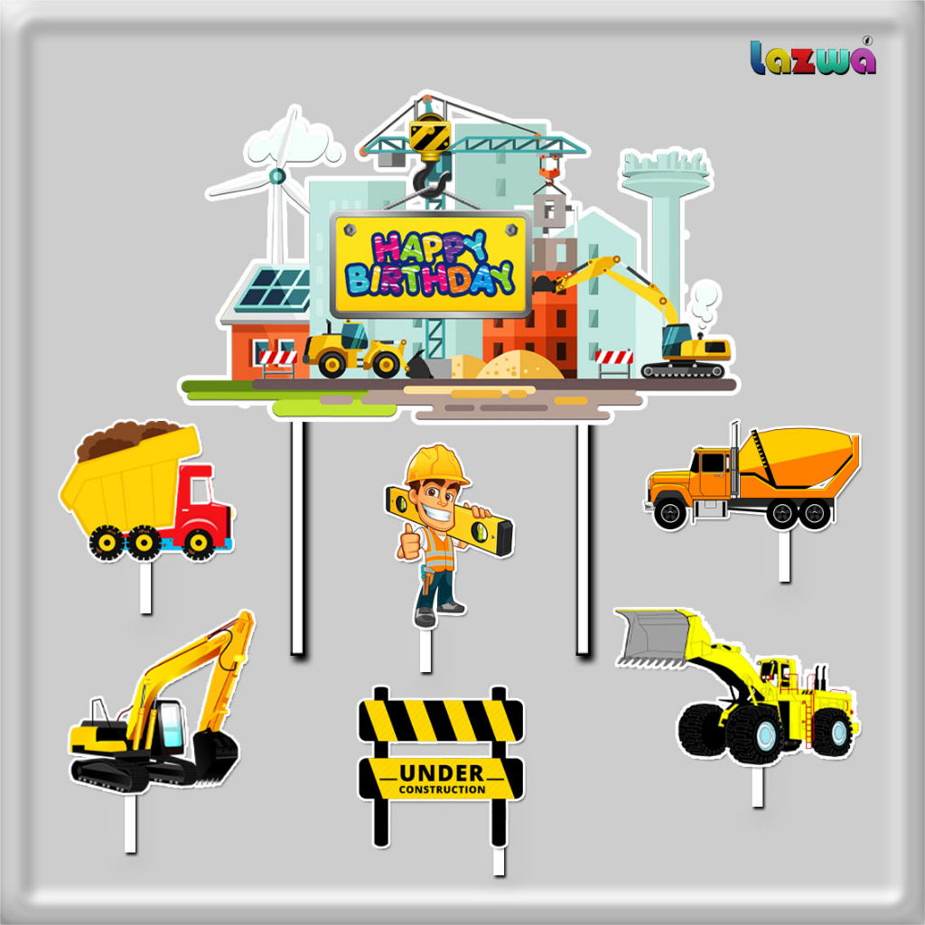 Beko Happy Birthday Tractor Excavator Cake Topper | Shopee Philippines