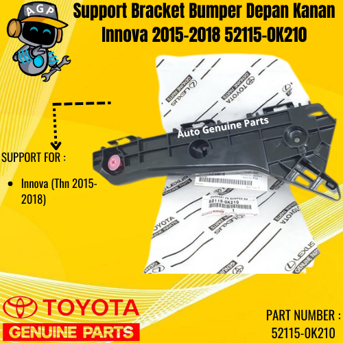 Right Front Bumper Bracket Support Innova 2015-2018 52115-0K210 ...