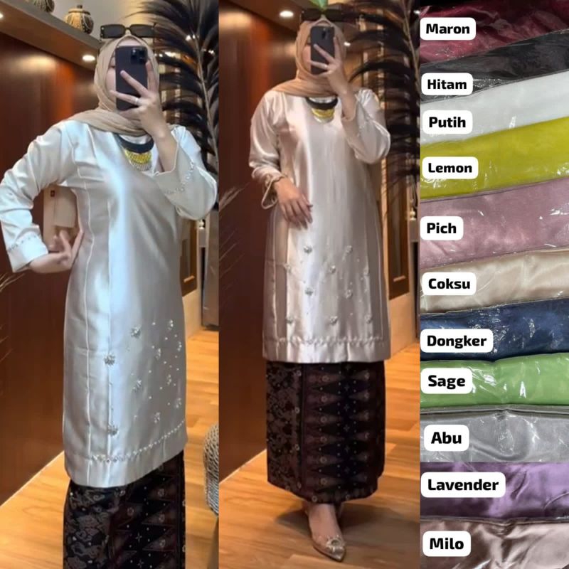 BAJU KURUNG MELAYU / BAJU KURUNG BASIBA MOTE SUTRA SILK PREMIUM PAYET ...