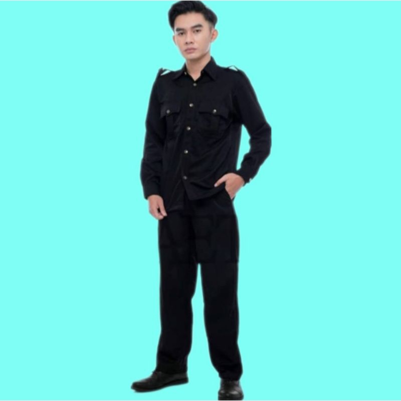HITAM Black safari Uniform Security Guard driver Security Guard twist ...