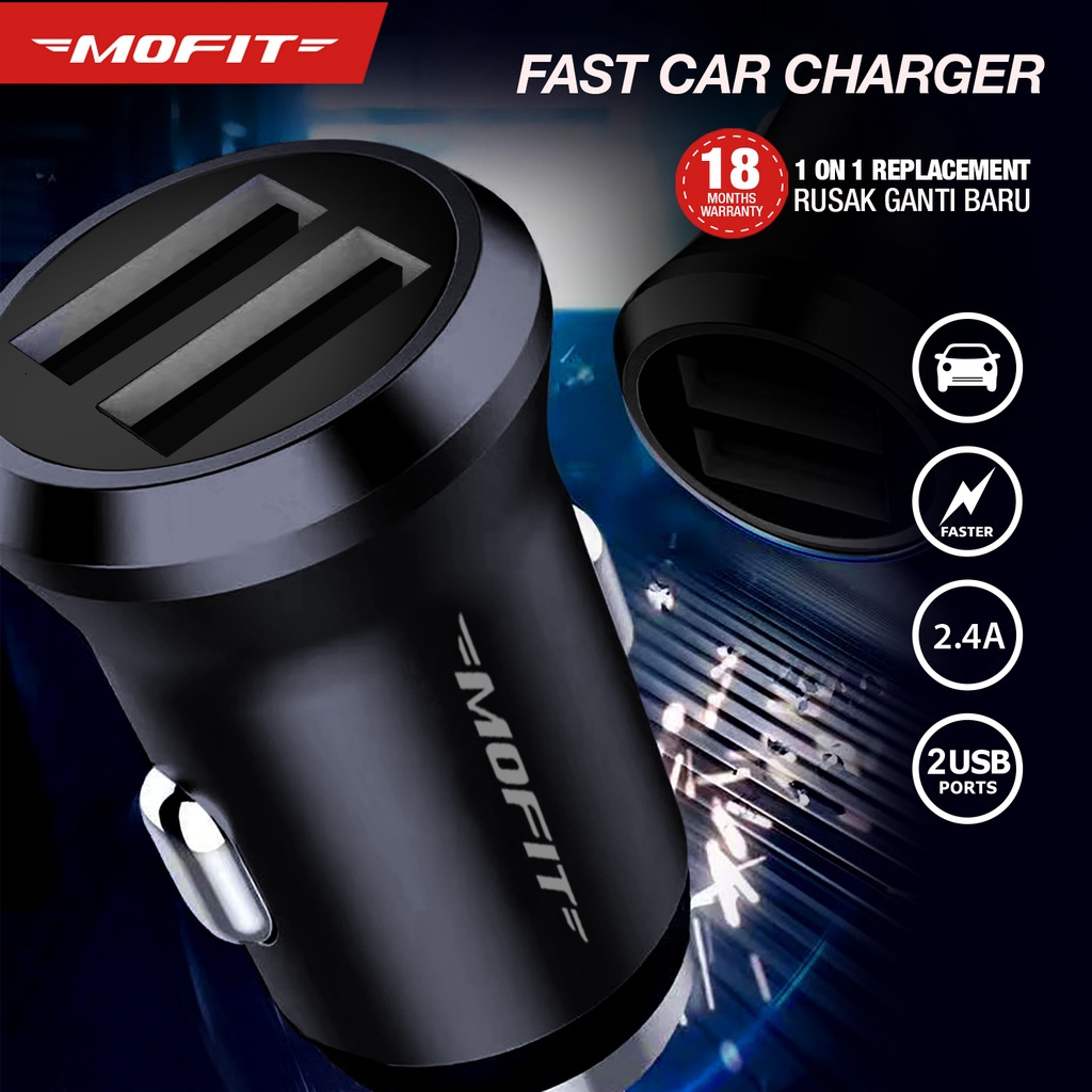 Mofit F10 - Dual USB 2.4A Car Charge Fast Charging 24watt | Shopee ...