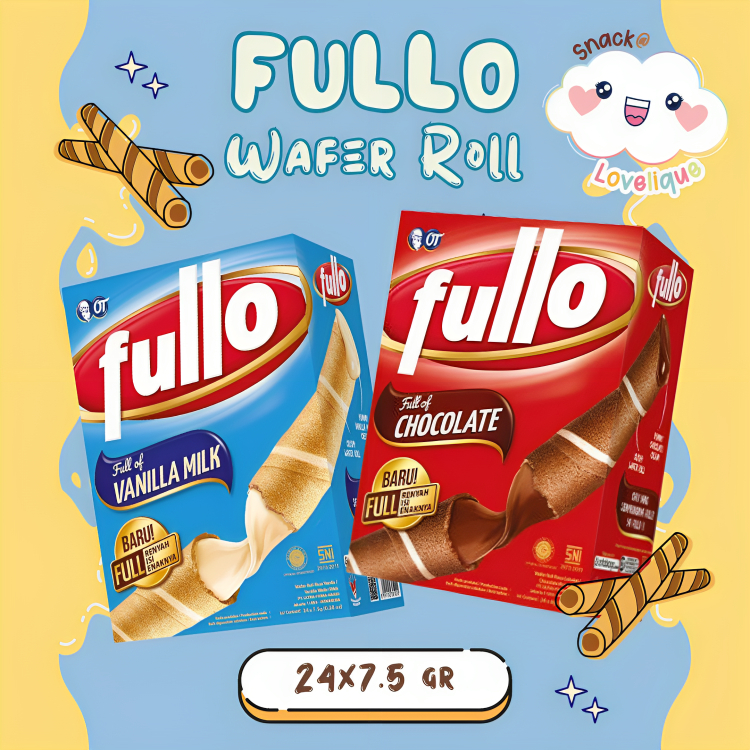 Fullo Stick Wafer Rolls 7.5g 1 BOX Contains 24pcs (Chocolate/Vanilla ...