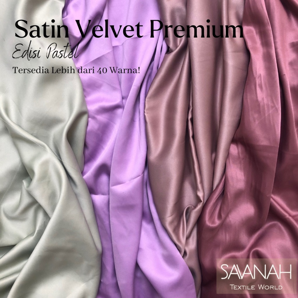 1/2 meter Satin Velvet Premium Pastel Fabric Material hijab Dress ...