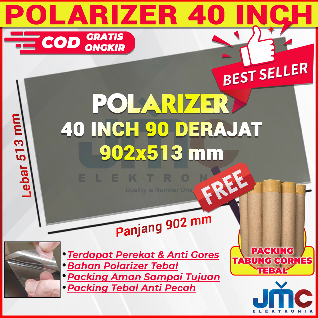 Polaris LCD 40 INC 90 DEGREE REAR COATING POLARISER POLARIZER POLARIZ ...