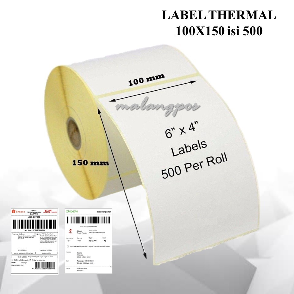Barcode Label Sticker Paper 100x150mm A6 Thermal Sticker Paper Receipt ...