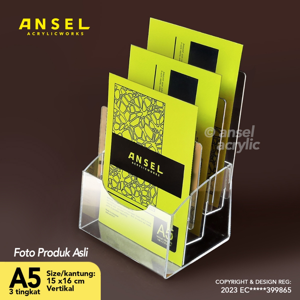 Ansel Level Acrylic Brochure Holder / Acrylic Flyer - A5 Ver - Type E 3 ...