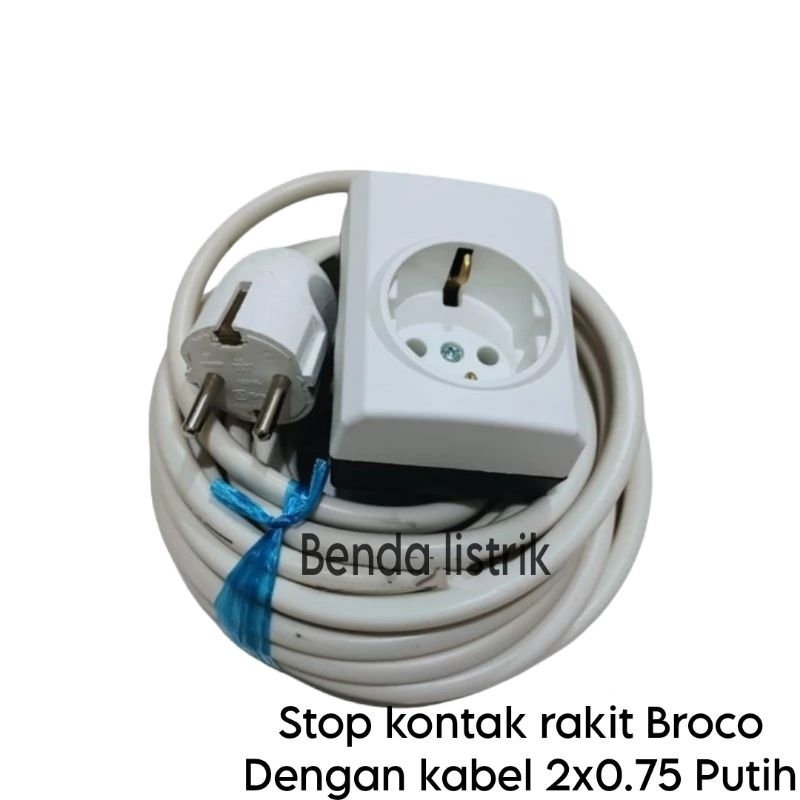 Broco Socket 1,2,3,4 Holes + Cable 1,2,3,4,5,6,7,8,9,10 Meters(2x0.75 ...